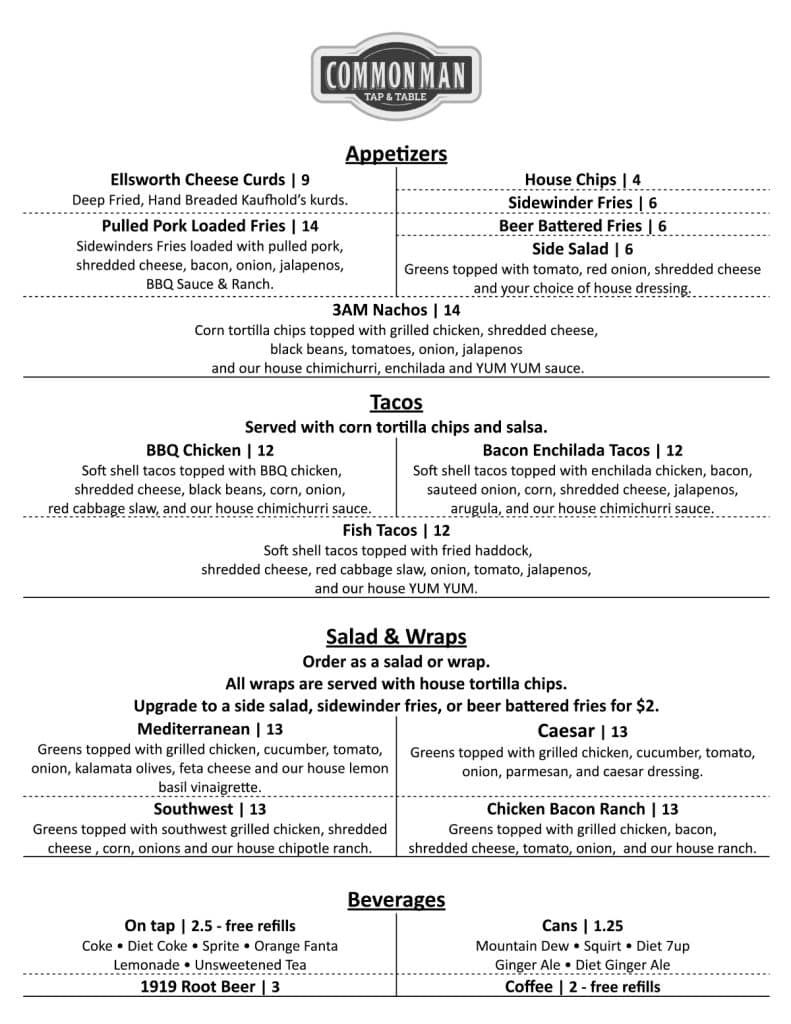 Food - Common Man Tap & Table