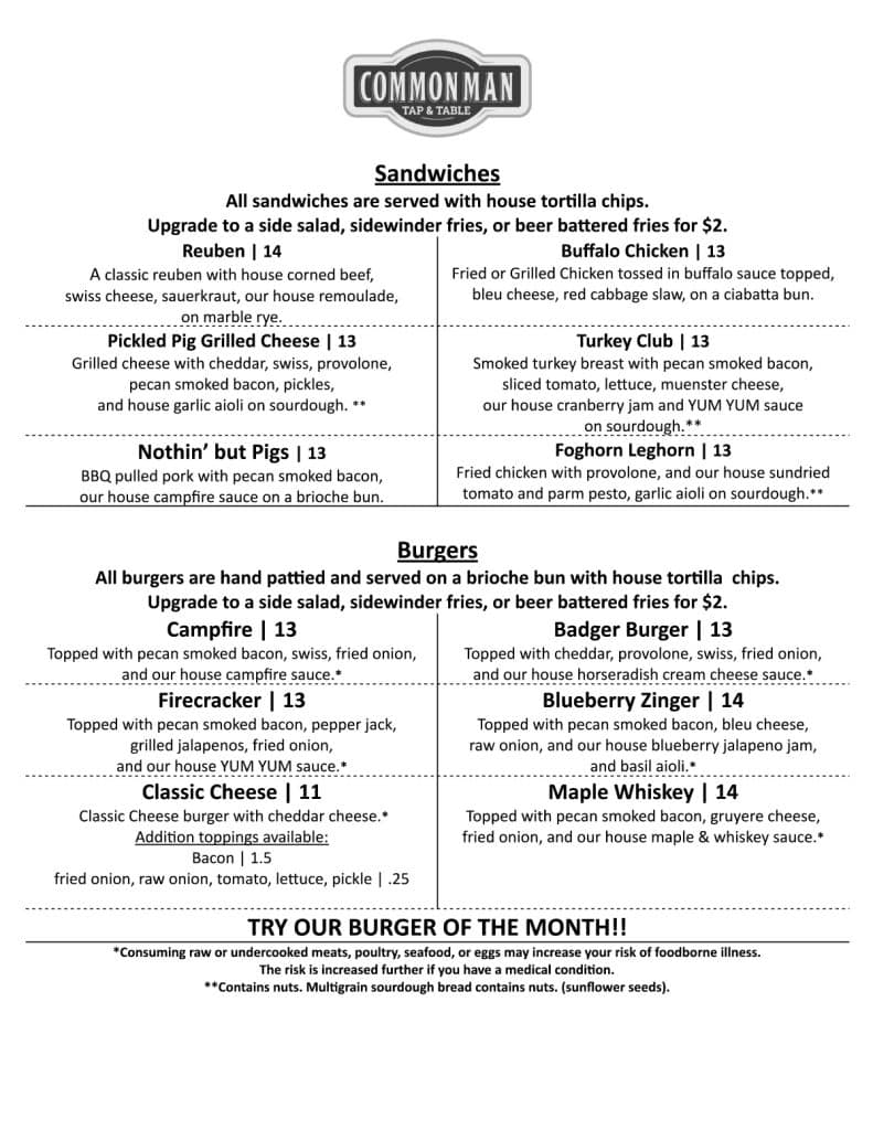 Food - Common Man Tap & Table