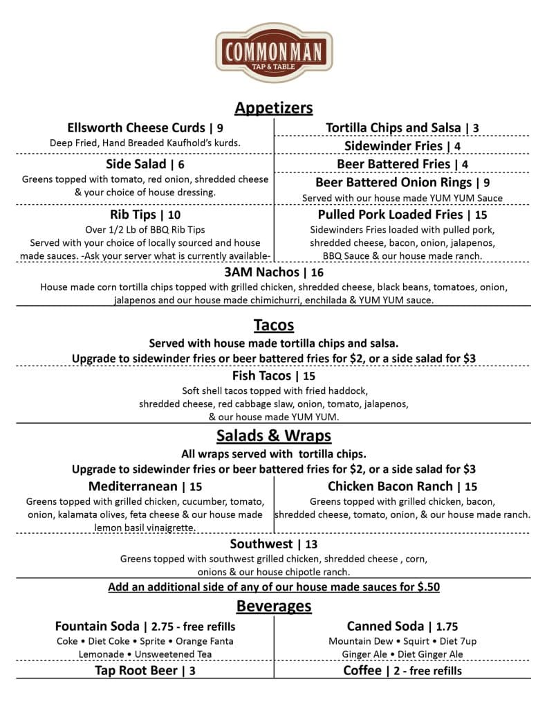 Food - Common Man Tap & Table